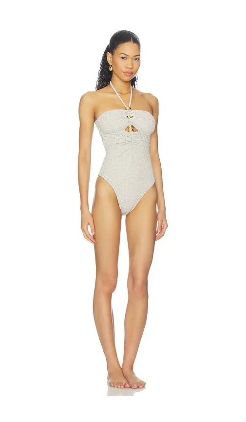 PatBO Halterneck Shirred One Piece Swimsuit