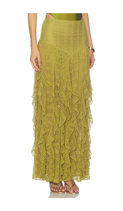 PatBO Petal Sheen Mesh Maxi Skirt