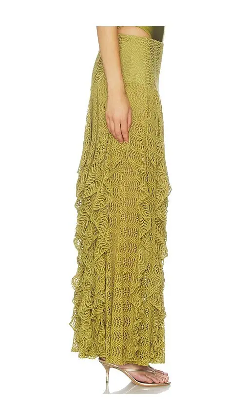 PatBO Petal Sheen Mesh Maxi Skirt