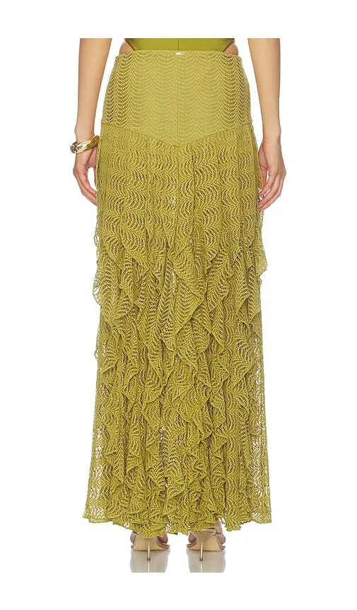 PatBO Petal Sheen Mesh Maxi Skirt