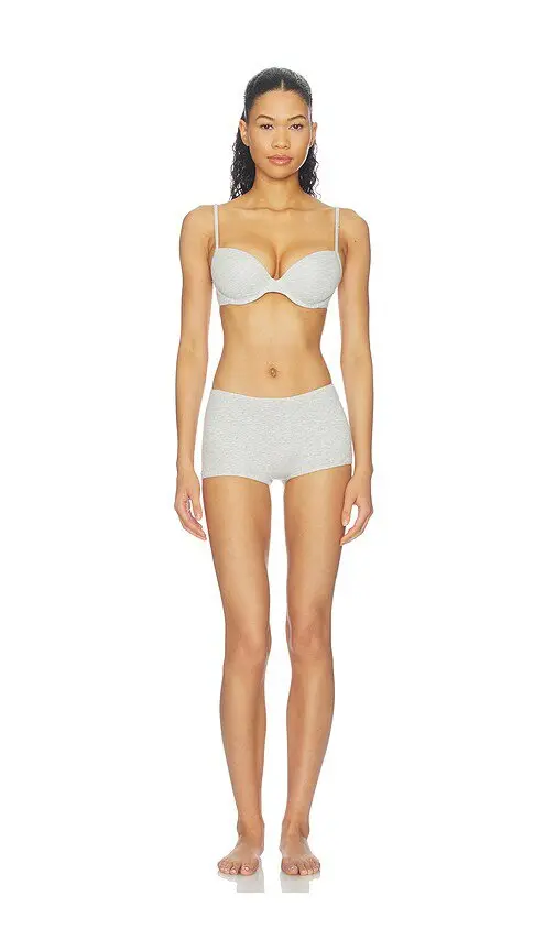 SKIMS Everybody Cotton Lightly Lined Demi Bra In Light Grey