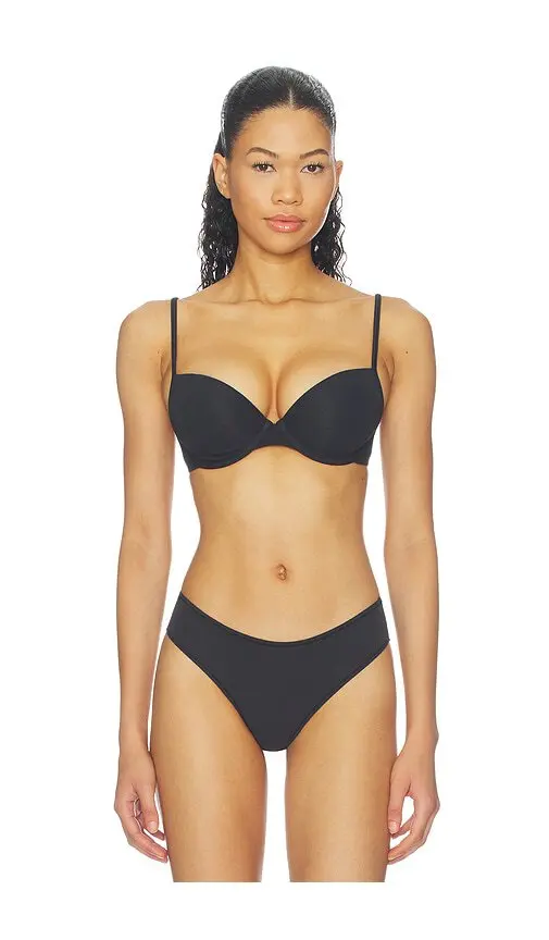 SKIMS Everybody Cotton Lightly Lined Demi Bra In Black - Onyx