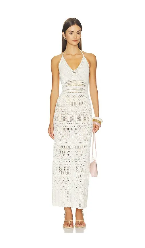 LoveShackFancy Massie Crochet Halterneck Maxi Dress