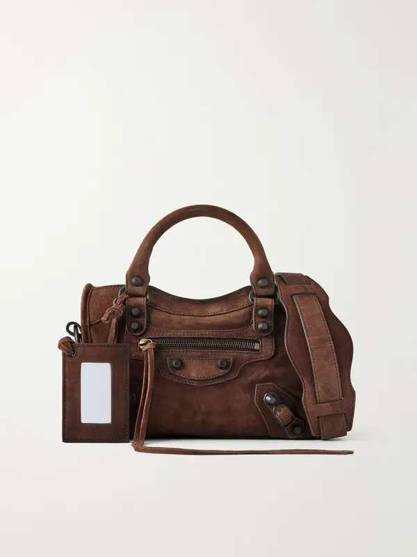 Balenciaga Le City Mini Suede Shoulder Bag - Brown