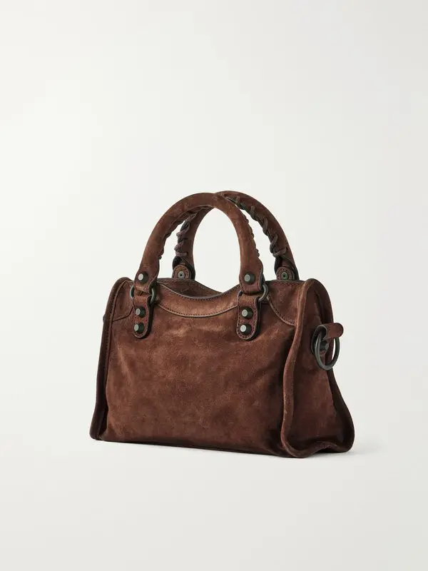 Balenciaga Le City Mini Suede Shoulder Bag - Brown