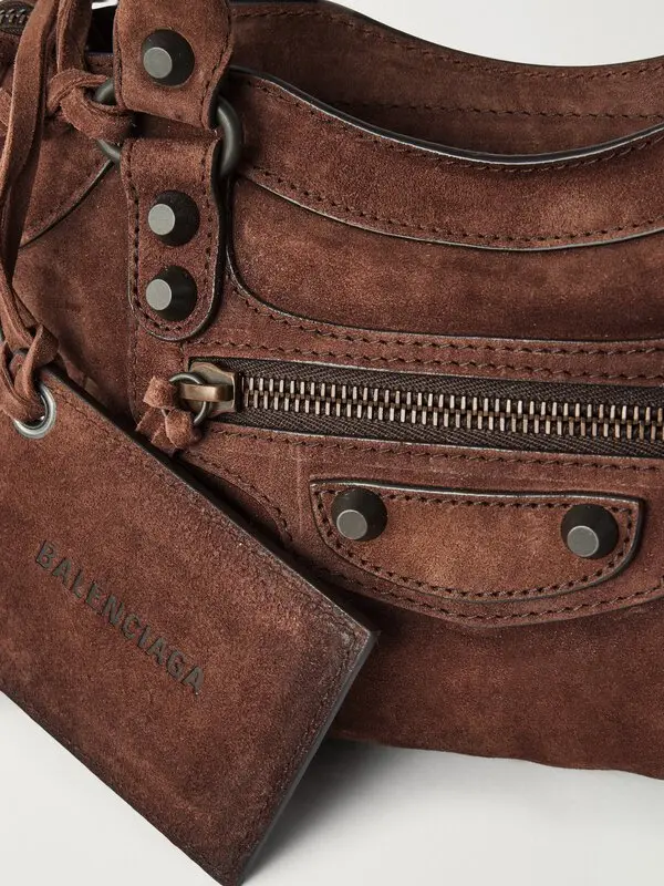 Balenciaga Le City Mini Suede Shoulder Bag - Brown