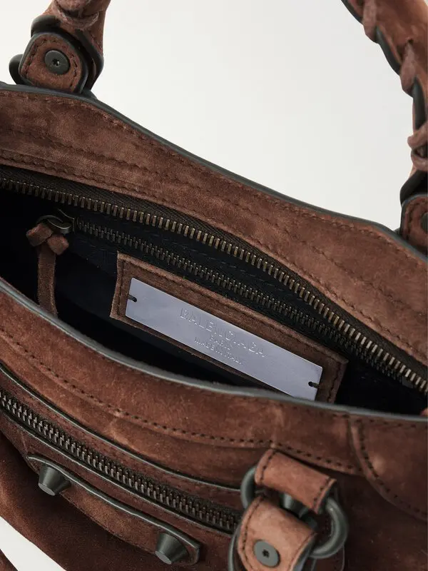 Balenciaga Le City Mini Suede Shoulder Bag - Brown