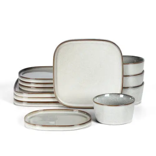 STONE + LAIN Cairo Stoneware 12-piece Dinnerware Set - Grey