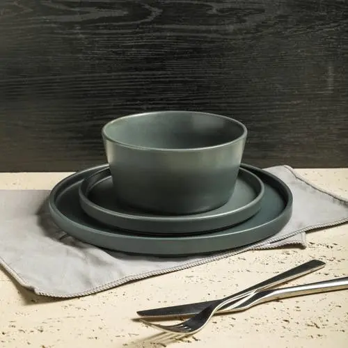 STONE + LAIN Celina Stoneware 16-piece Dinnerware Set - Gray Matte