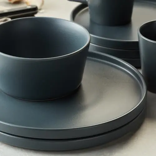 STONE + LAIN Celina Stoneware 16-piece Dinnerware Set - Gray Matte