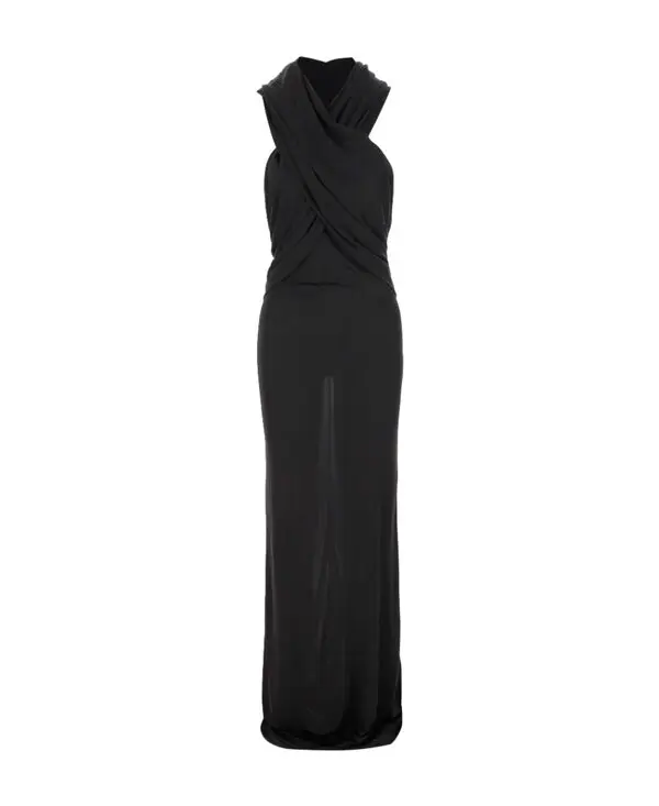 Saint Laurent Open-back Draped Hooded Maxi Dress