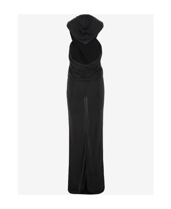 Saint Laurent Open-back Draped Hooded Maxi Dress