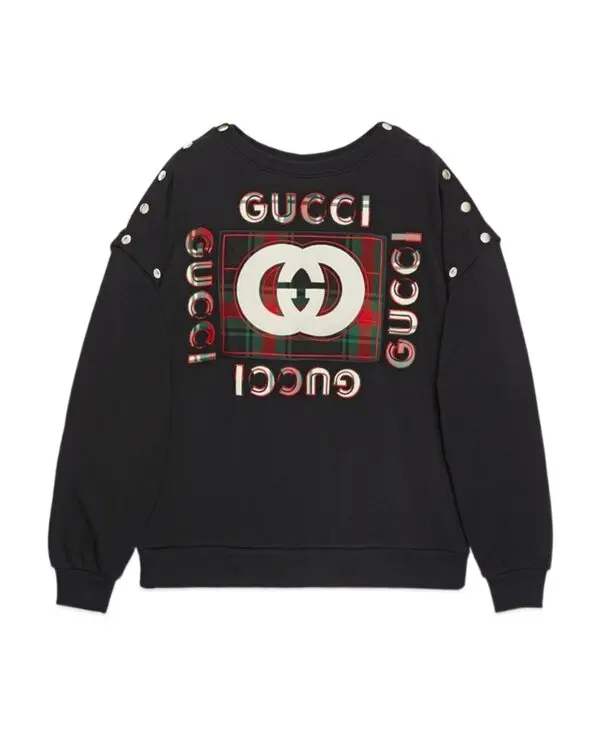 Gucci Retro Logo Pullover With Plaid Detail
