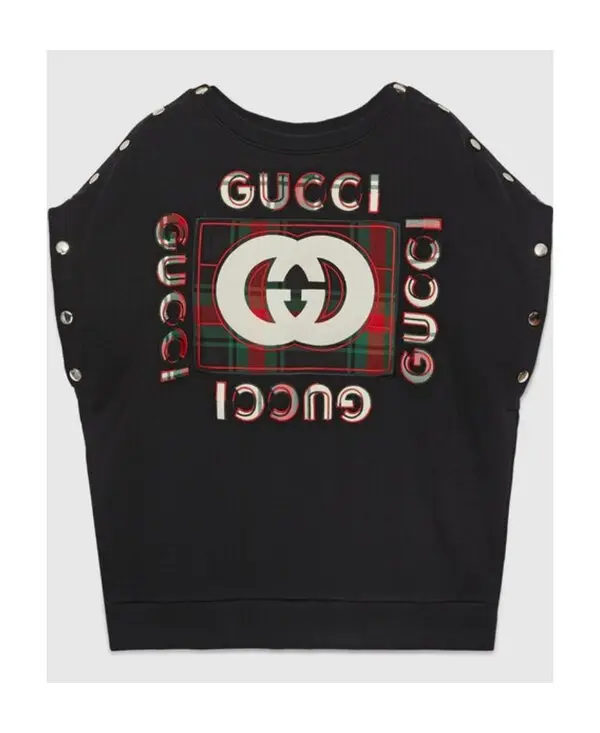 Gucci Retro Logo Pullover With Plaid Detail