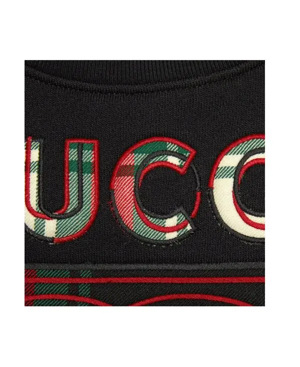 Gucci Retro Logo Pullover With Plaid Detail