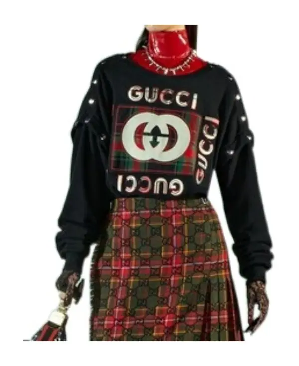 Gucci Retro Logo Pullover With Plaid Detail