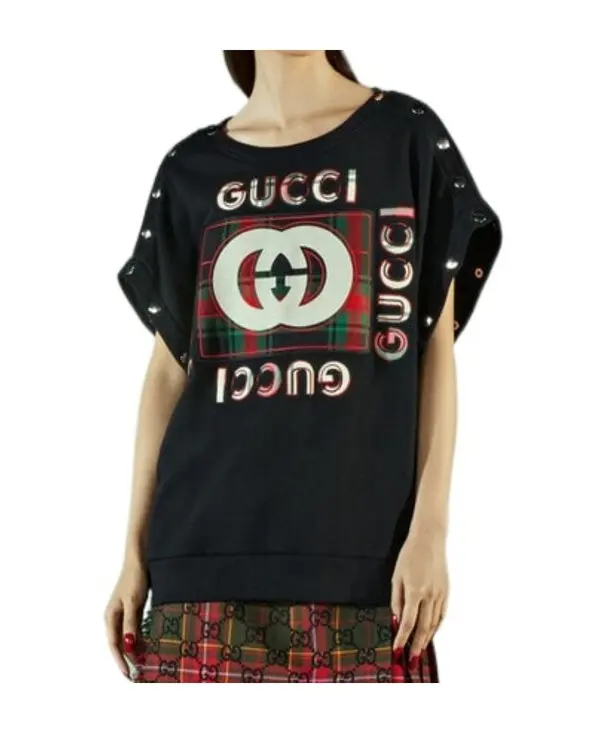 Gucci Retro Logo Pullover With Plaid Detail