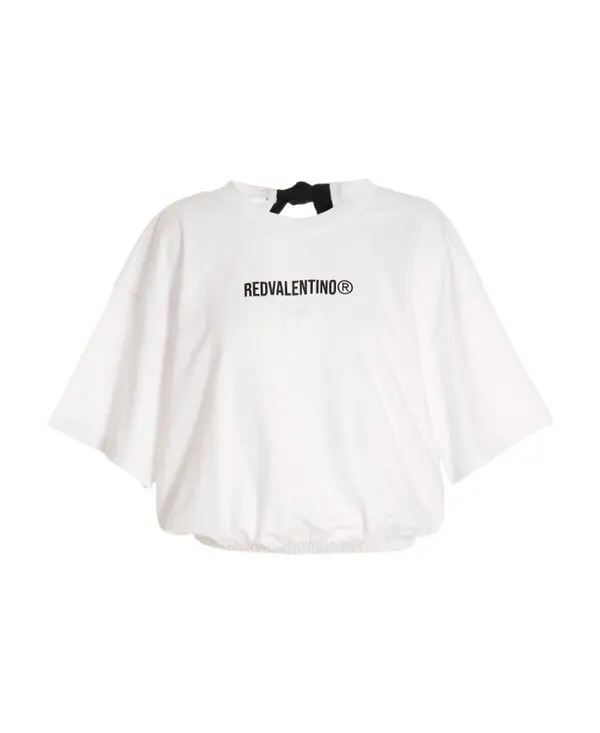 Red Valentino Logo T-shirt With Bow Detail - White