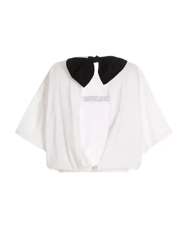 Red Valentino Logo T-shirt With Bow Detail - White