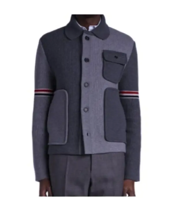 Thom Browne Long-sleeved Knitted Cardigan With Four Bar Stripes