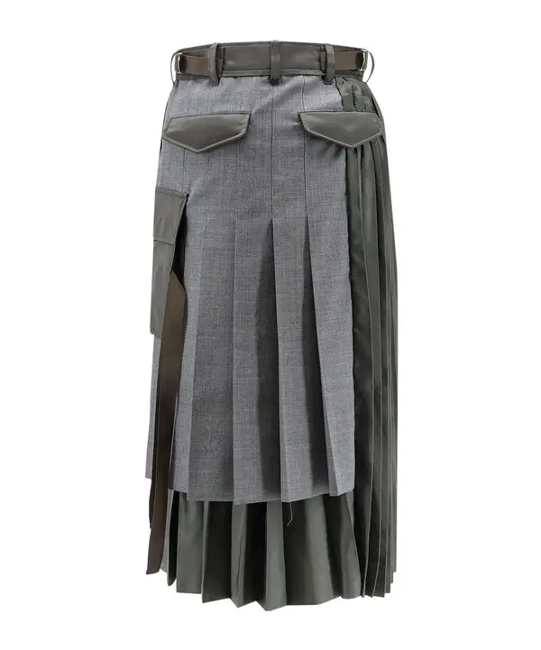 Sacai Pleated Layered Midi Skirt