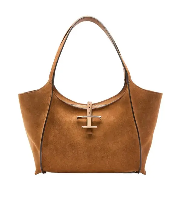 TOD'S T-plaque Suede Tote