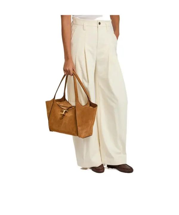 TOD'S T-plaque Suede Tote