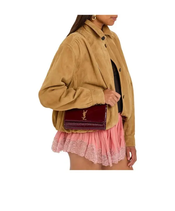 Saint Laurent Small Crocodile-effect Patent Leather Shoulder Bag