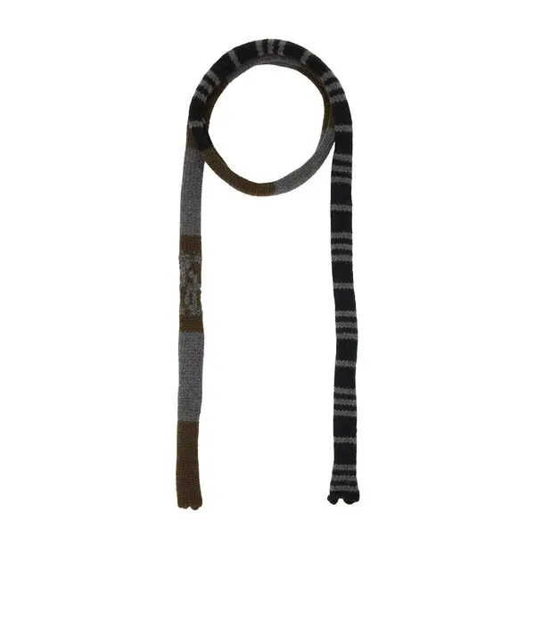 STEFAN COOKE Striped Knit Scarf - Khaki