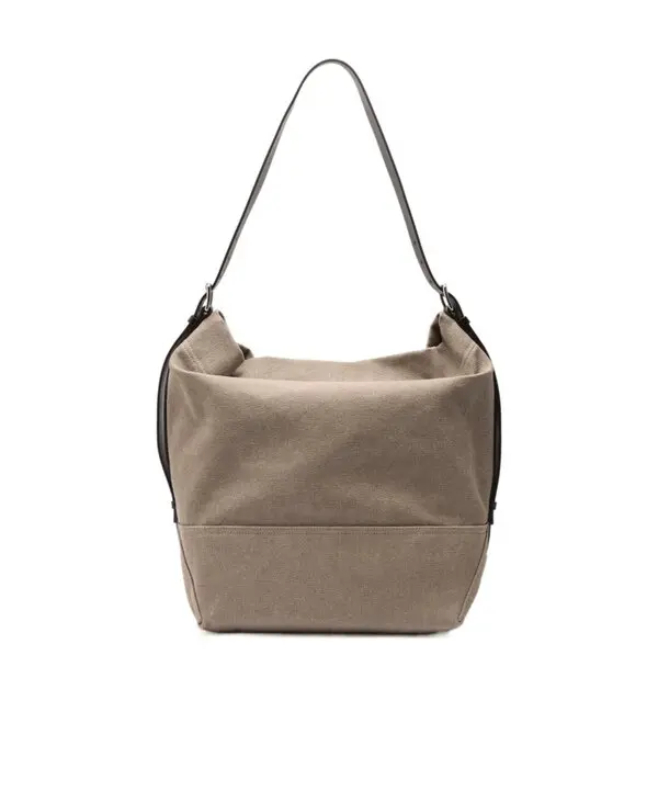 LEMAIRE Belted Leather And Canvas Tote
