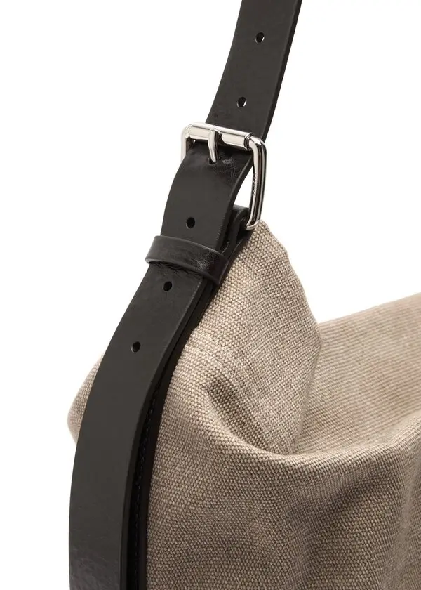 LEMAIRE Belted Leather And Canvas Tote