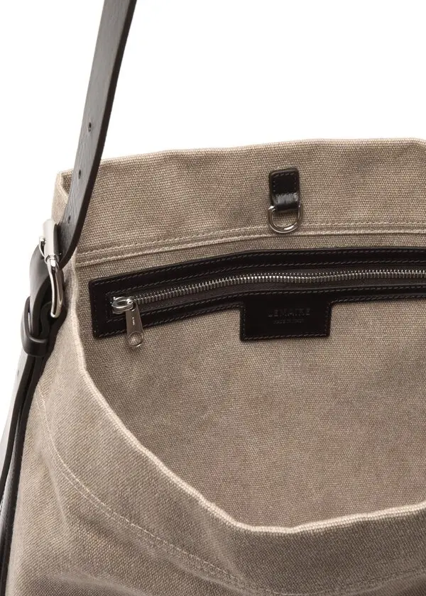 LEMAIRE Belted Leather And Canvas Tote