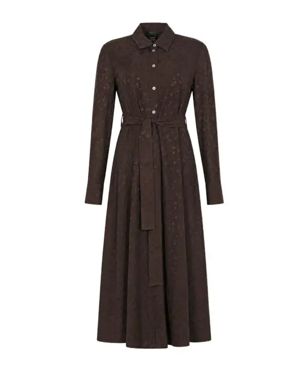 Pinko Long Shirt Dress With Mother-of-pearl Buttons And Tie Belt
