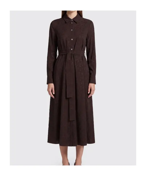 Pinko Long Shirt Dress With Mother-of-pearl Buttons And Tie Belt