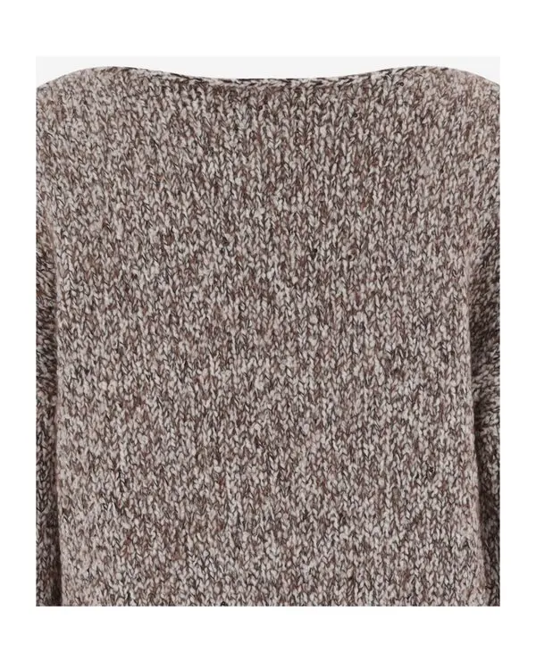 Bruno Manetti Mélange Crew Neck Knitted Sweater - Gray