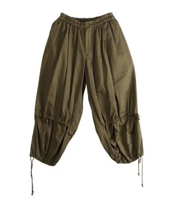 Y’s Elastic-waist Ruched Casual Trousers With Drawstring Detail