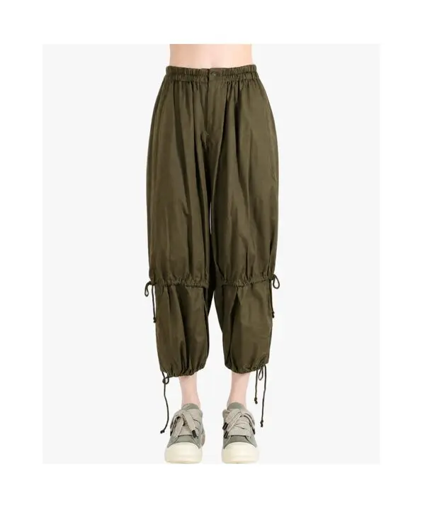 Y’s Elastic-waist Ruched Casual Trousers With Drawstring Detail