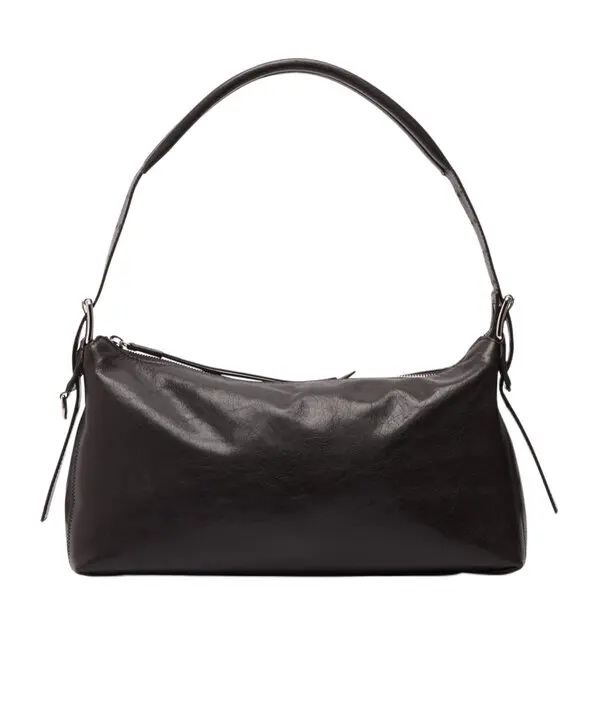 LEMAIRE Belted Baguette Leather Shoulder Bag - Black
