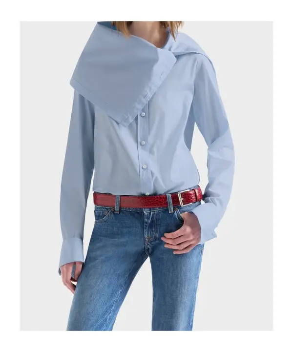 7 For All Mankind High-neck Long-sleeve Shirt