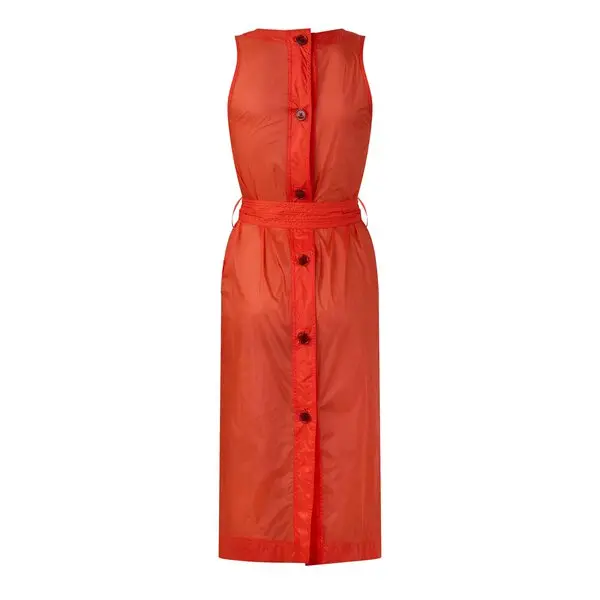 Saint Laurent Sleeveless Crewneck Tie-waist Midi Dress - Orange