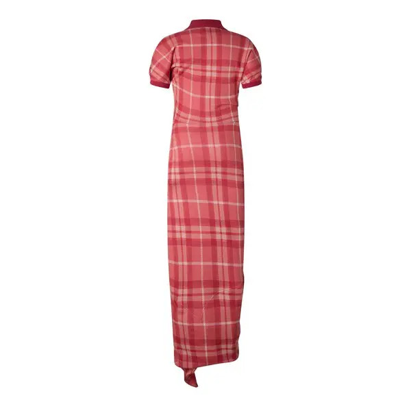 VIVIENNE WESTWOOD Plaid Polo Puff Sleeve Ruched Maxi Dress