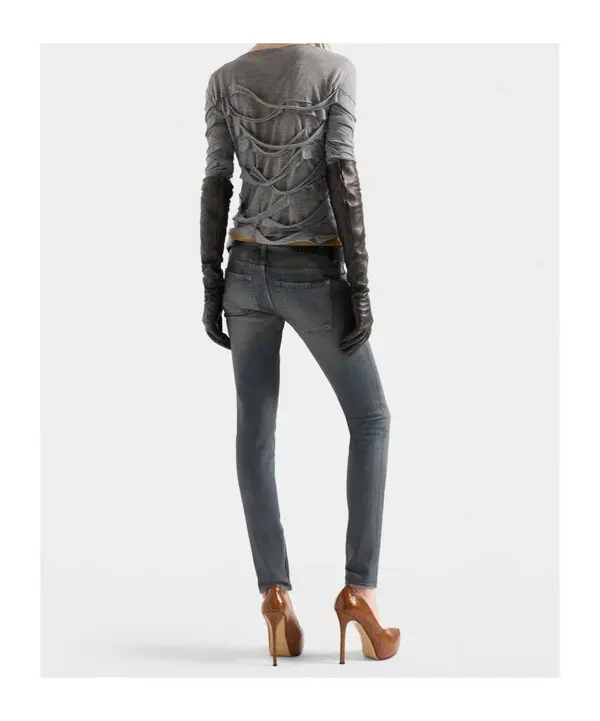 7 For All Mankind Long Sleeve T-shirt With Ribbon Pleats