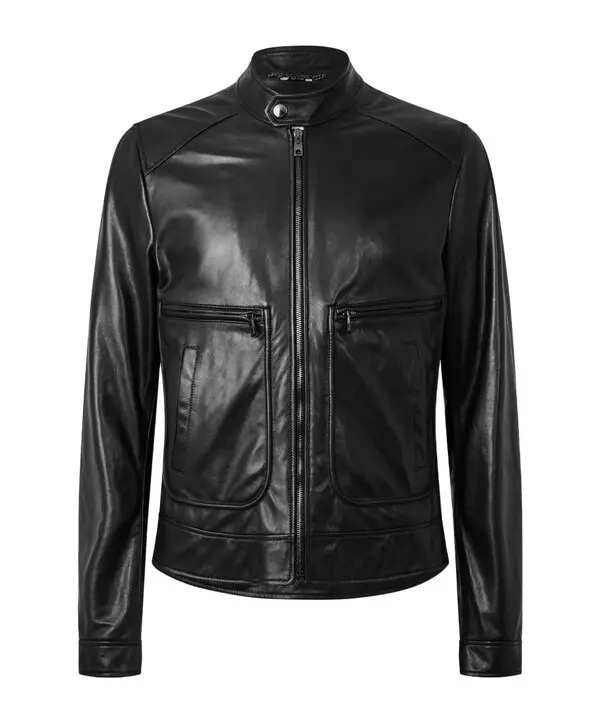 Dolce & Gabbana Stand-collar Moto Leather Jacket