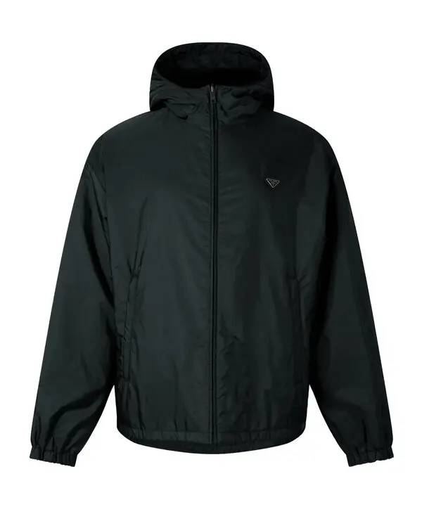 Prada Hooded Zip-up Windbreaker With Logo