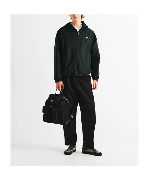 Prada Hooded Zip-up Windbreaker With Logo