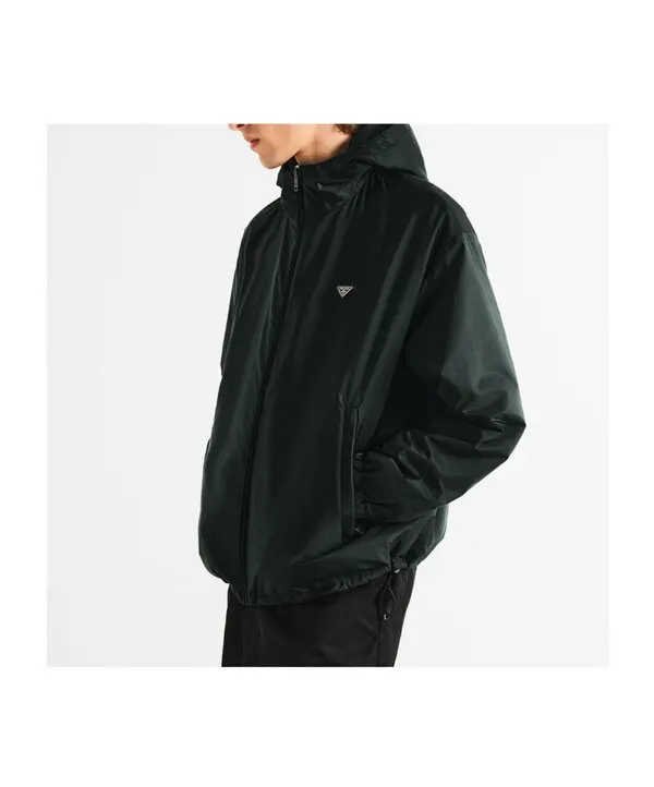 Prada Hooded Zip-up Windbreaker With Logo