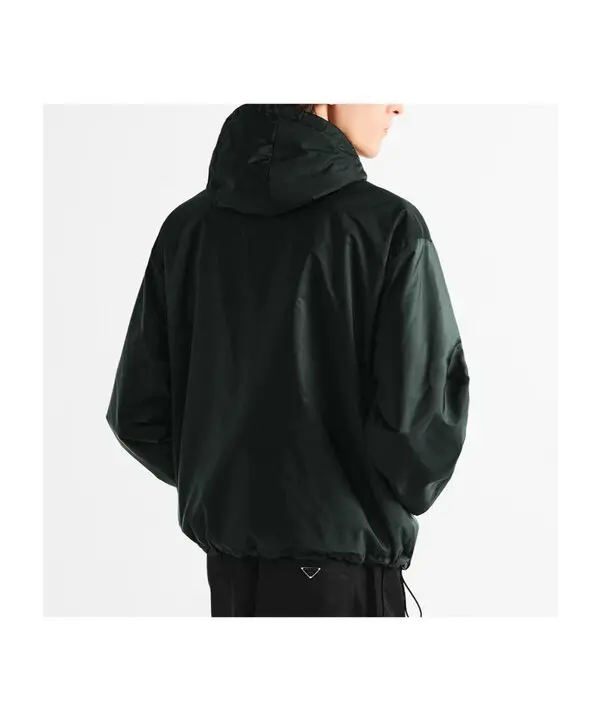 Prada Hooded Zip-up Windbreaker With Logo