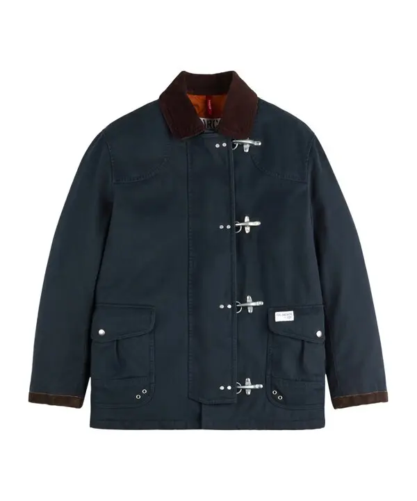 FAY 4 Ganci Coat With Corduroy Collar - Blue