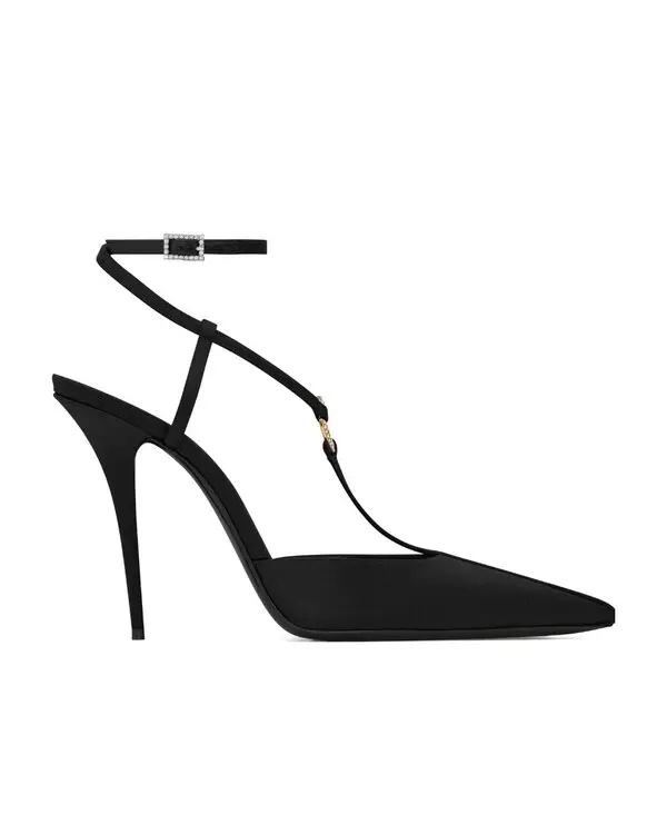Saint Laurent Luna Slingback Pumps In Crepe Satin