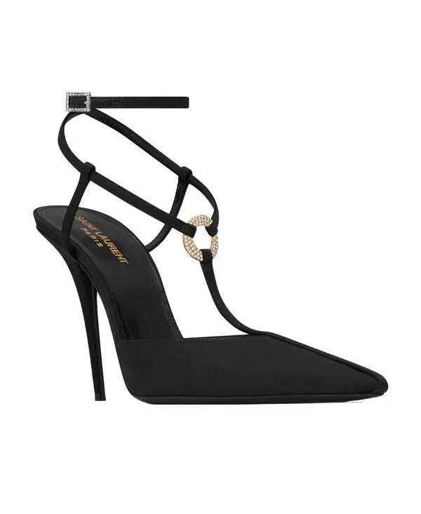Saint Laurent Luna Slingback Pumps In Crepe Satin